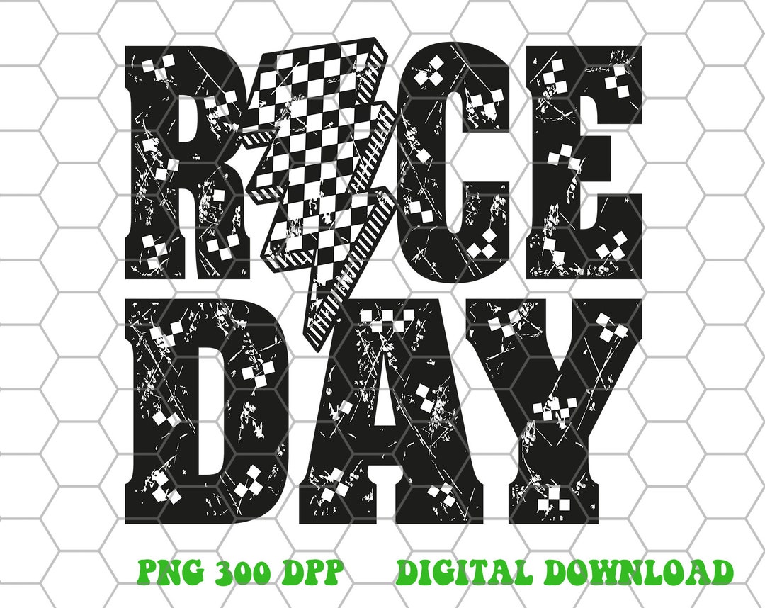 Race Day Png, Race Life Black Distressed Letters Checkered Flag Racing ...