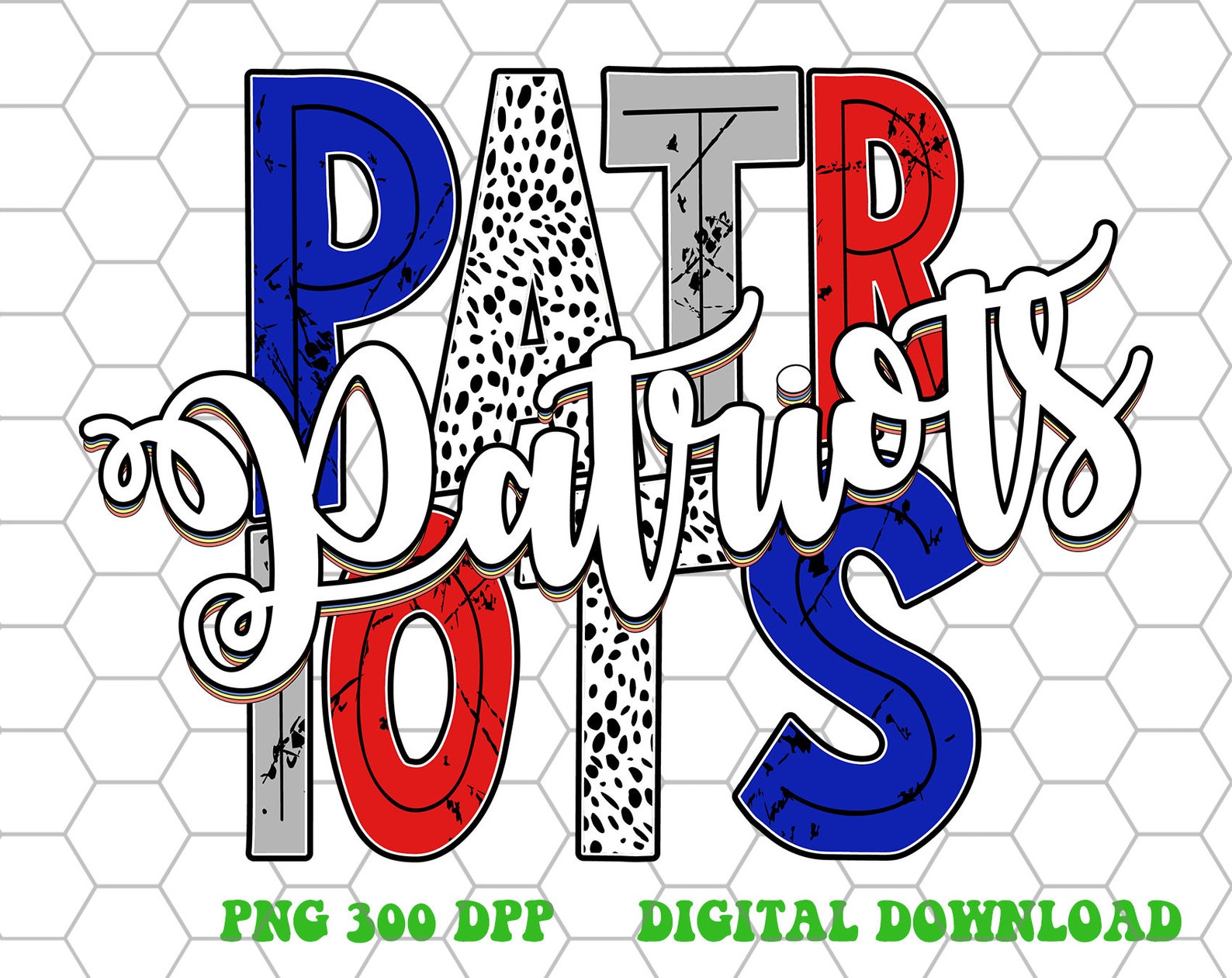Patriots Dalmatian Png, Patriots Retro Blue Red White Dalmatian Dots ...