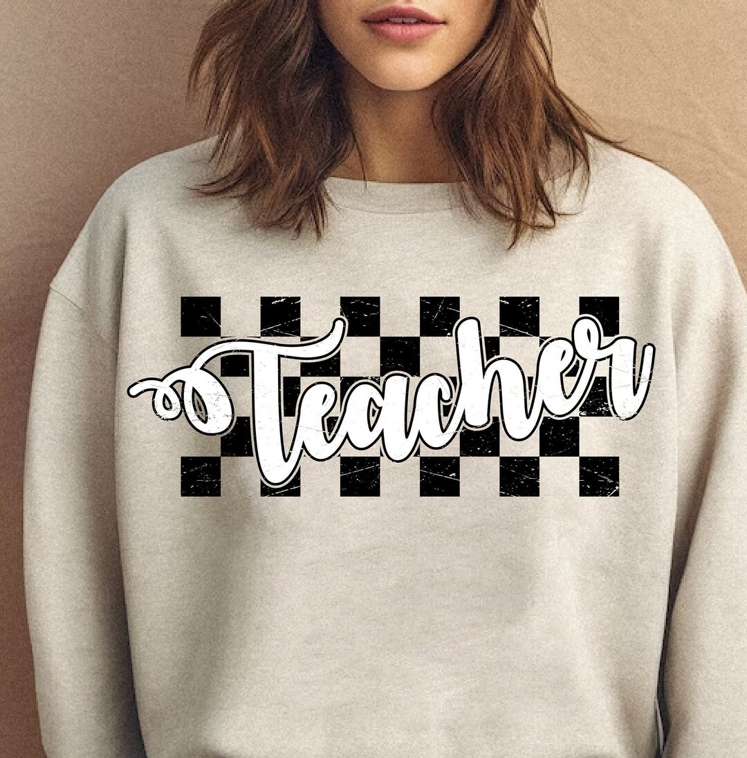 Teacher Png, Distressed Checkered Teacher Png, Teacher Life Png ...