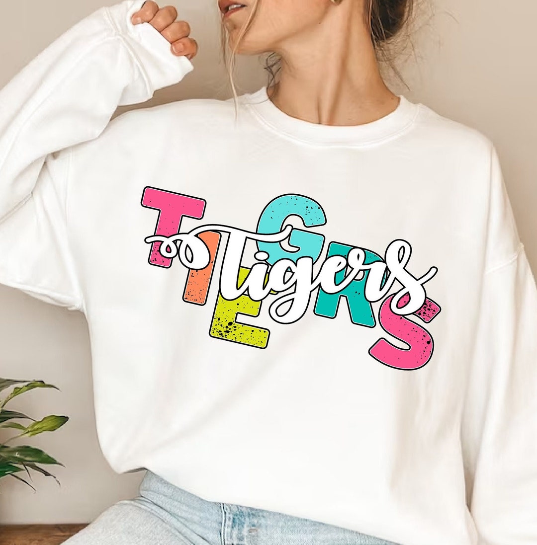 Tigers Png Retro Colorful School Vintage Distressed Letters Sublimation ...