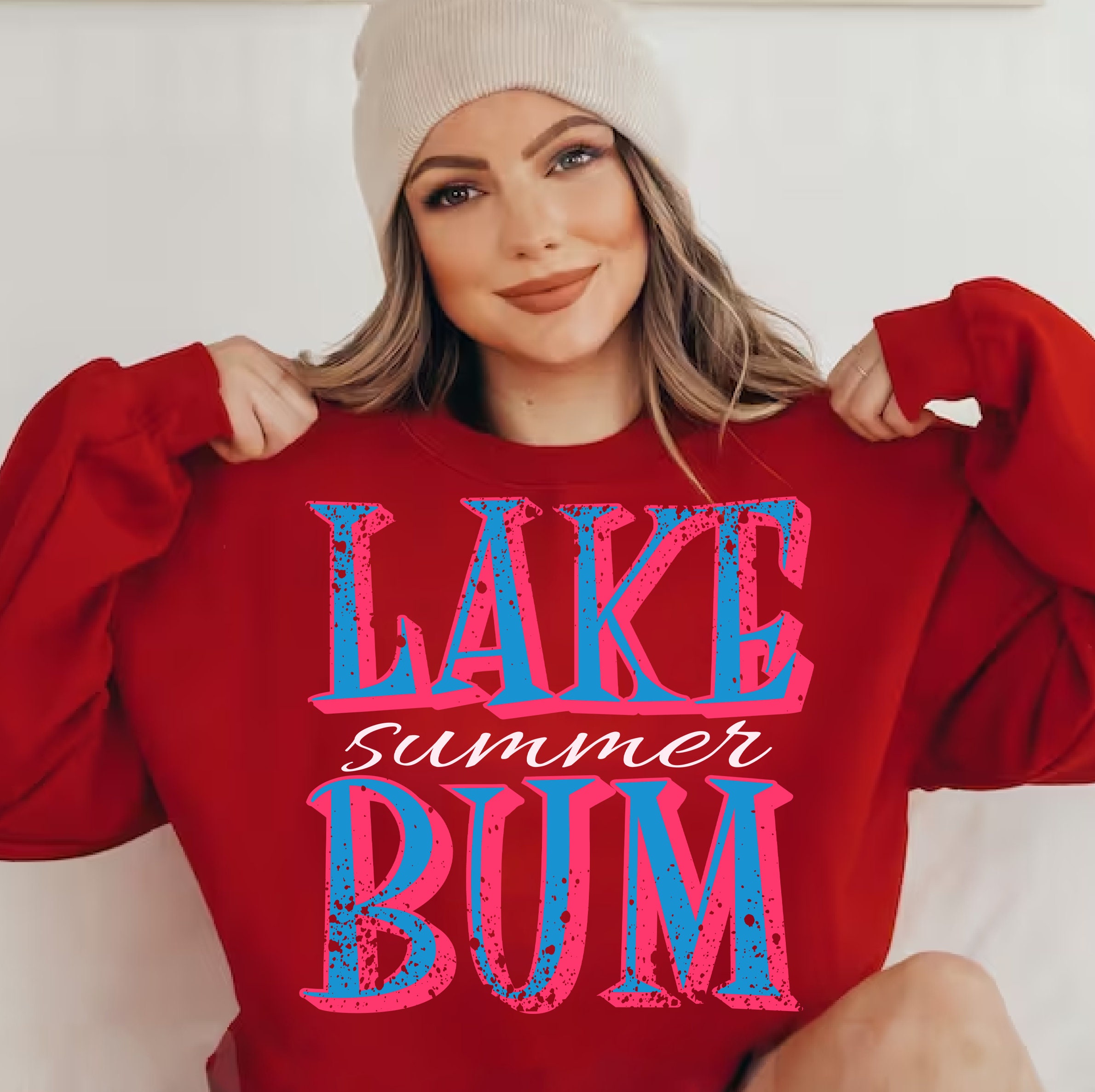 Lake Bum Summer Png, Summer Life Png, Retro Pink and Blue White Colors ...