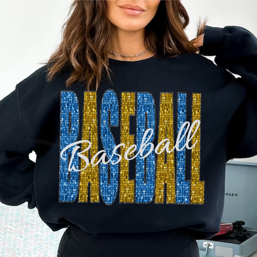 Glitter Baseball Png Faux Glitter Sequins Vintage Yellow Blue College ...
