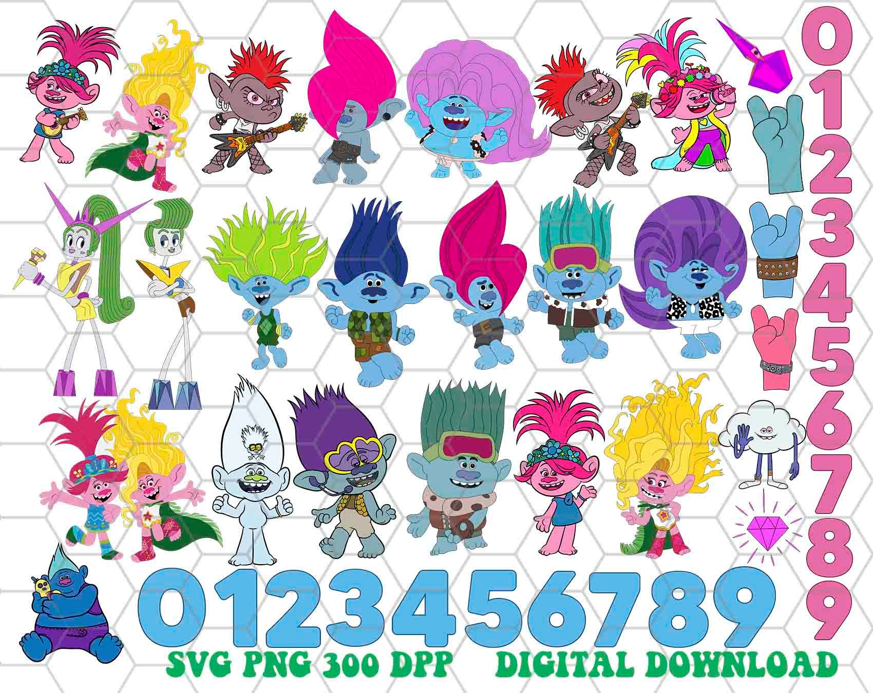 Bundle Designs of Trolls Clipart Svg Png 300 Dpi Quality Design for ...