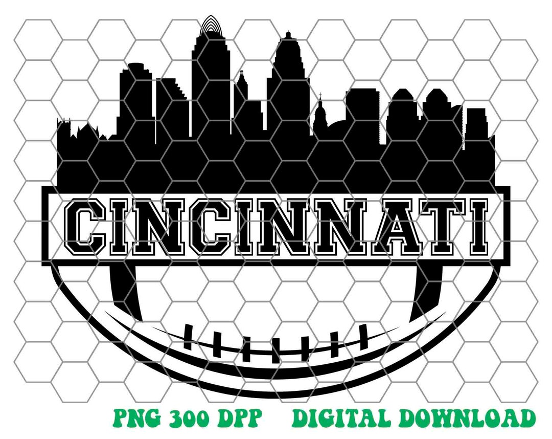 Cincinnati Football City Skyline Mascot Black Digital Download Png ...
