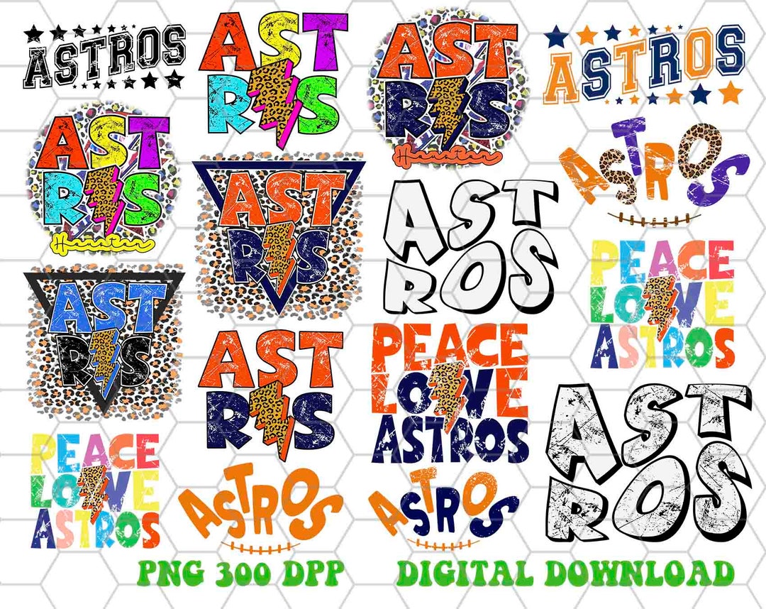Astros Team Png, 16 Designs Retro Astros Colorful Vintage Letters ...