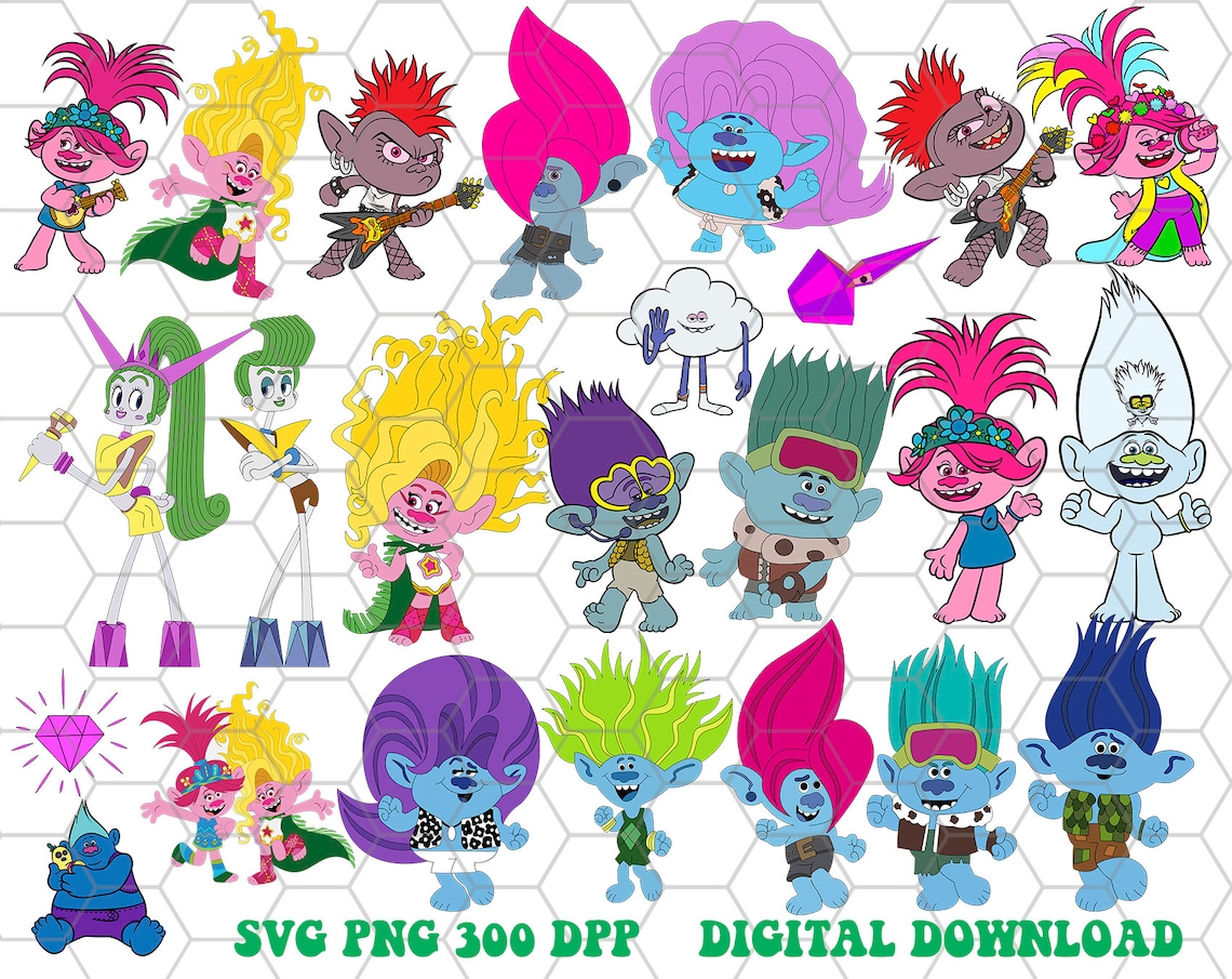 Bundle Designs of Trolls Clipart Svg Png 300 Dpi Quality Design for ...