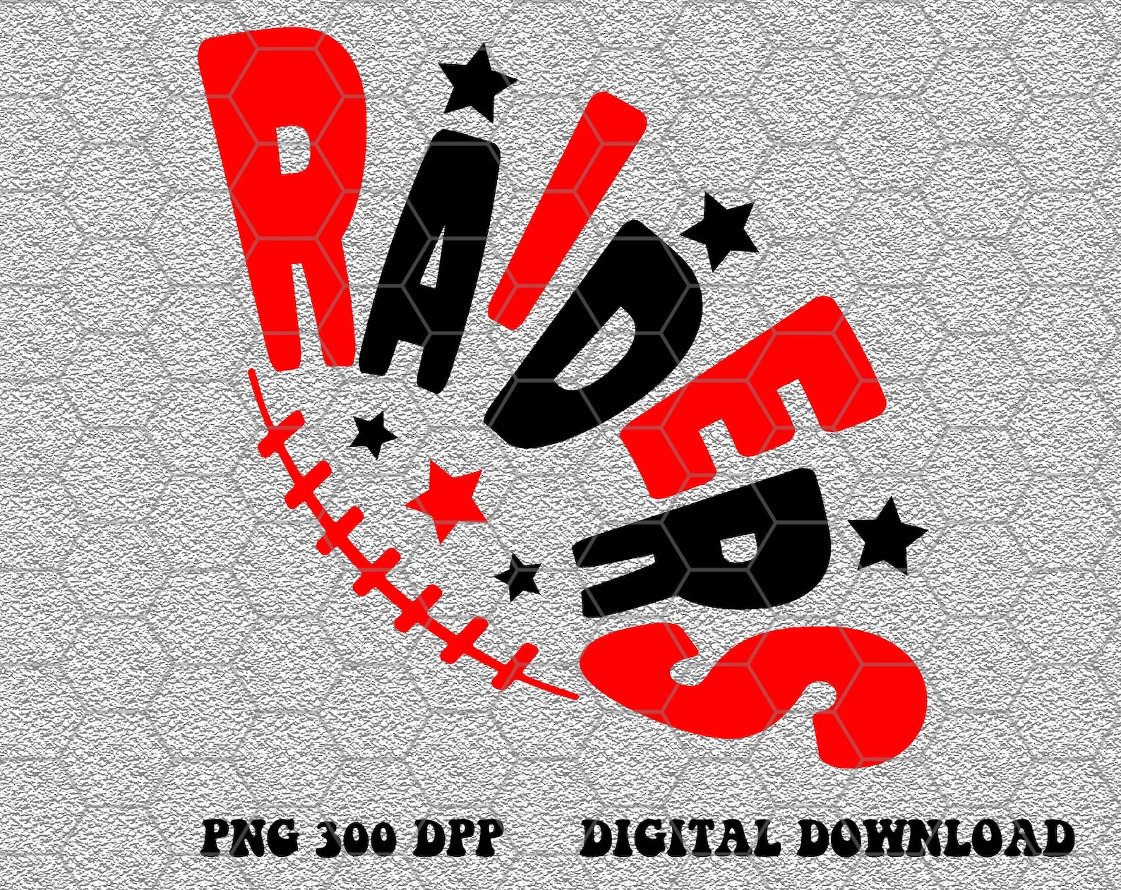 Raiders Png, Raiders Black Red Letters Stars Ball Seam Sublimation ...