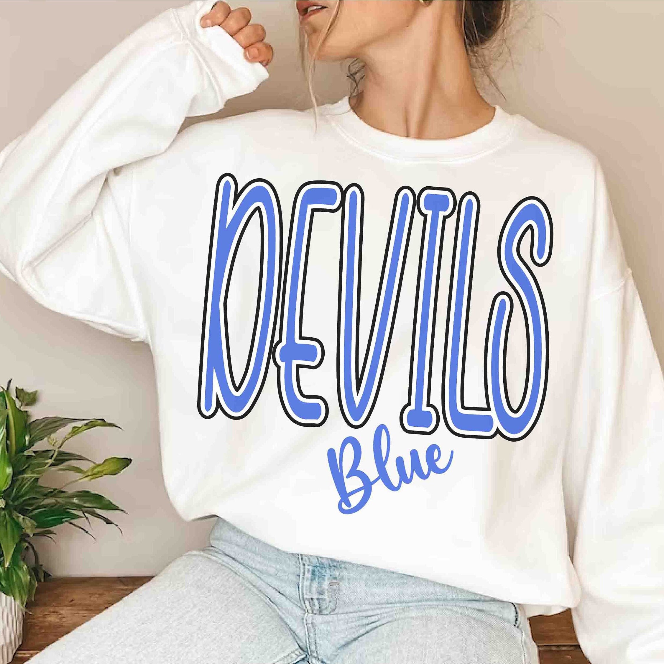 Blue Devils Mascot Svg Png Retro Blue Devils Black Royal Blue Letters ...