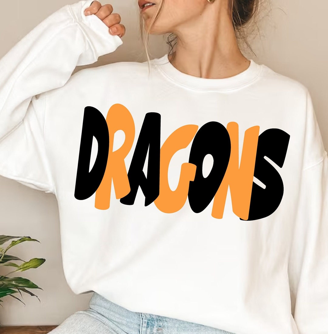 Dragons Svg Png Black Orange Colors Letters for Mascot Png, Dragons ...