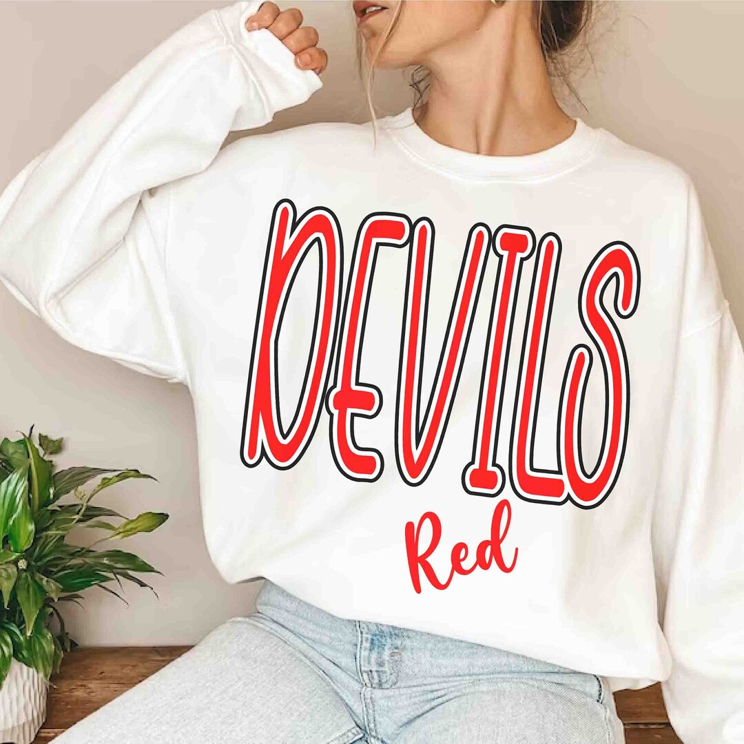 Red Devils Mascot Svg Png Retro Red Devils Black Red Letters ...