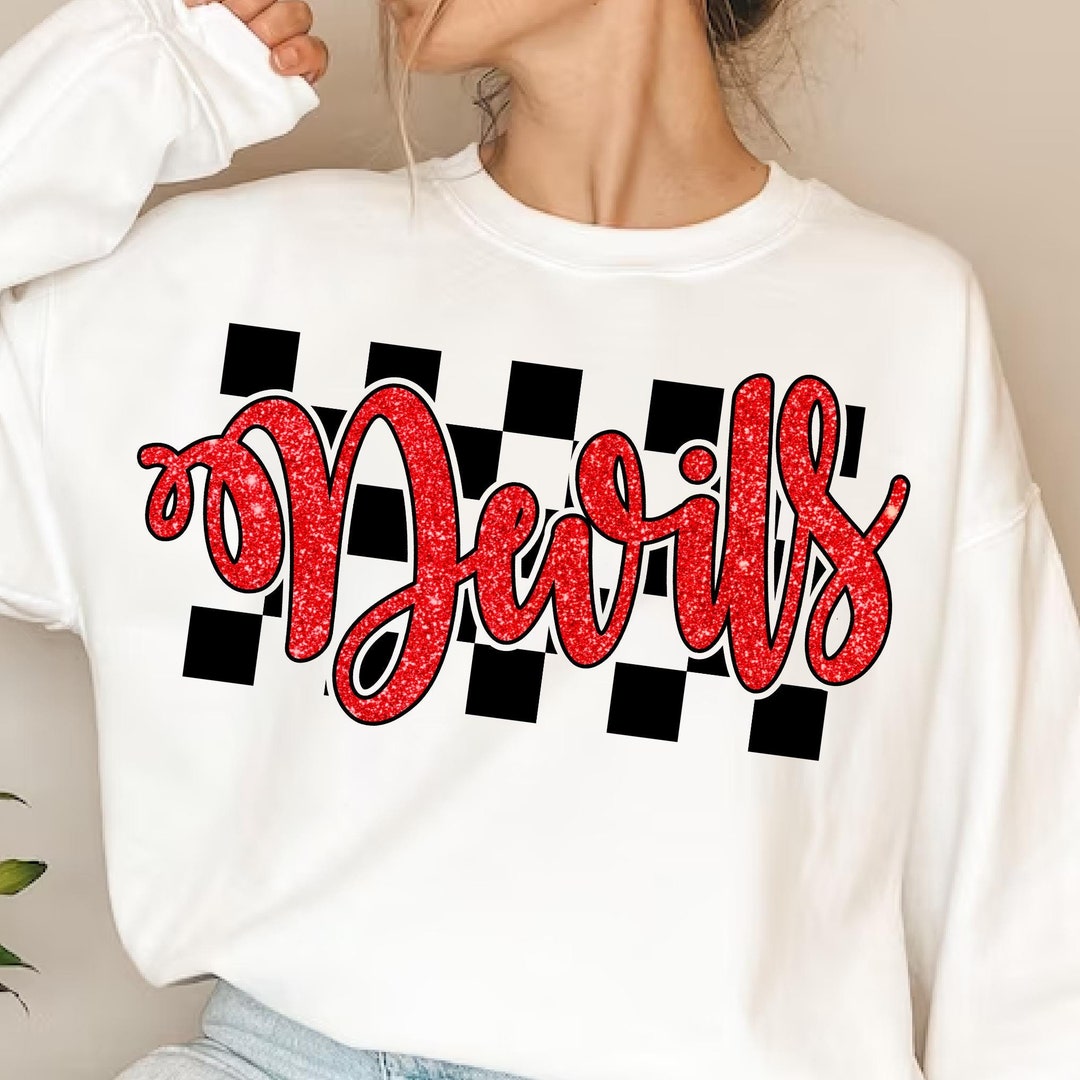 Glitter Checkered Devils Png, Retro Vintage Devils Png, Devils Trendy ...
