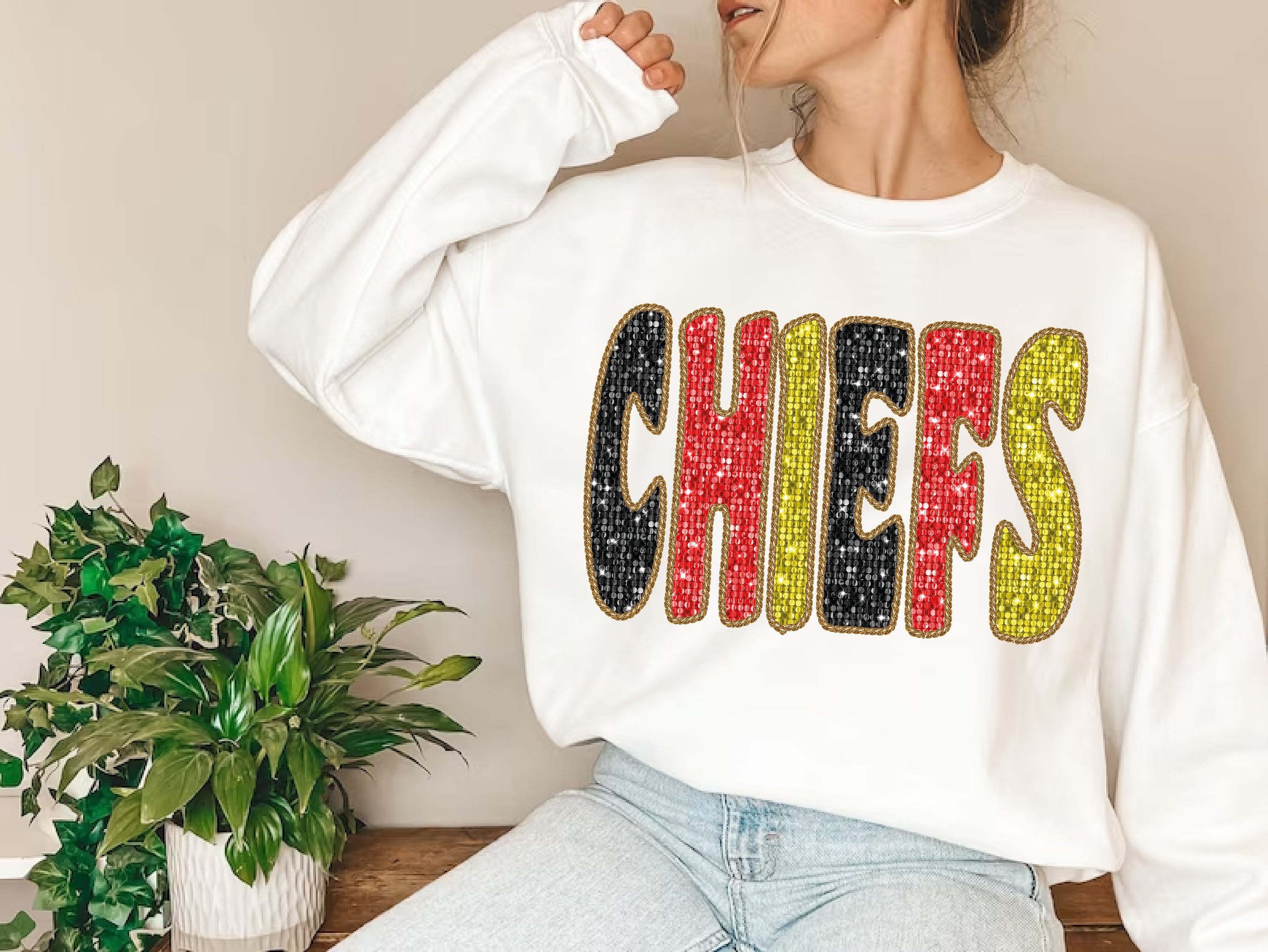 Chiefs Png, Faus Sequins Embroidered Letters Chiefs Different Colors ...