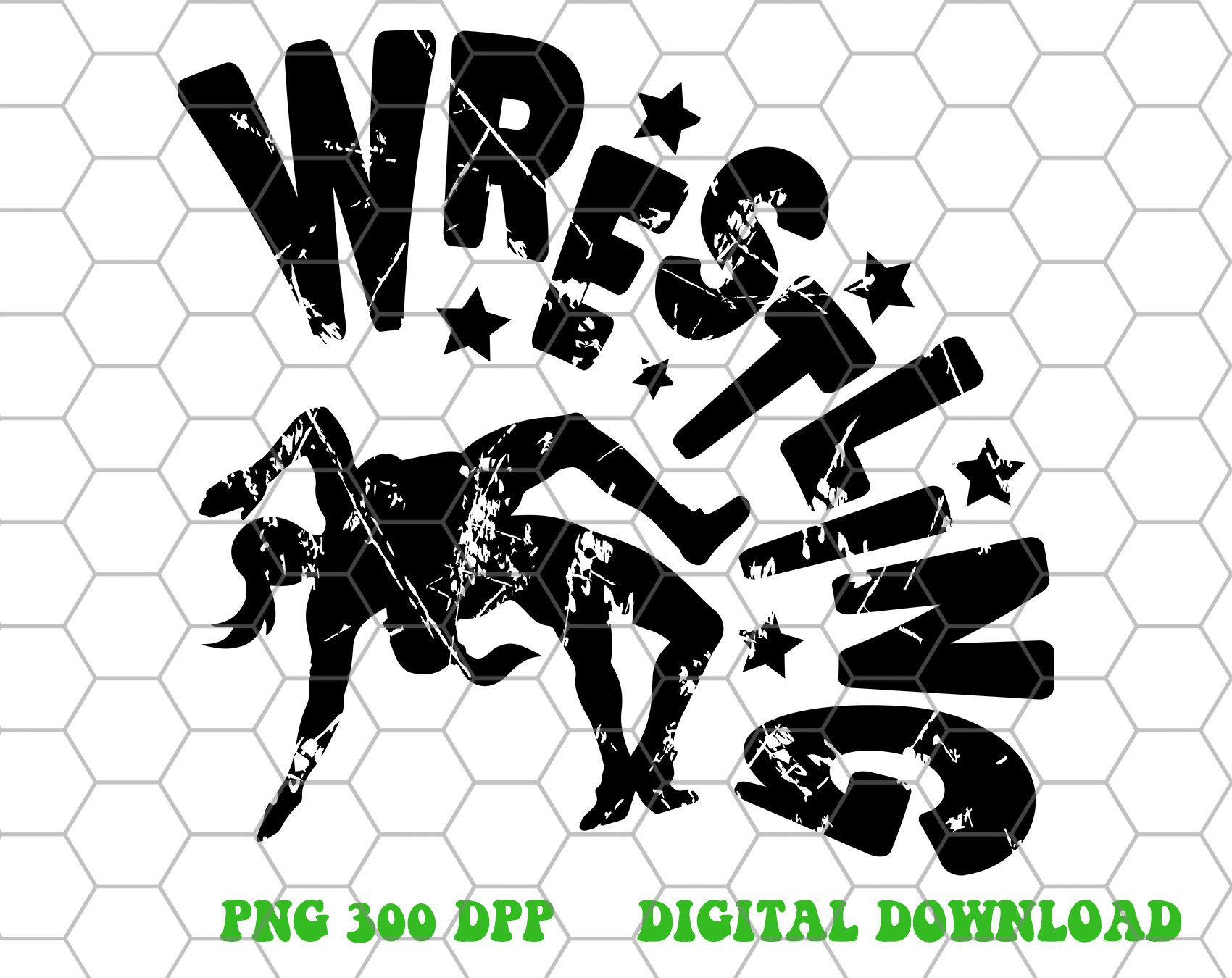 Female Wrestling Png, Black Distressed Stars Letters Design Png ...