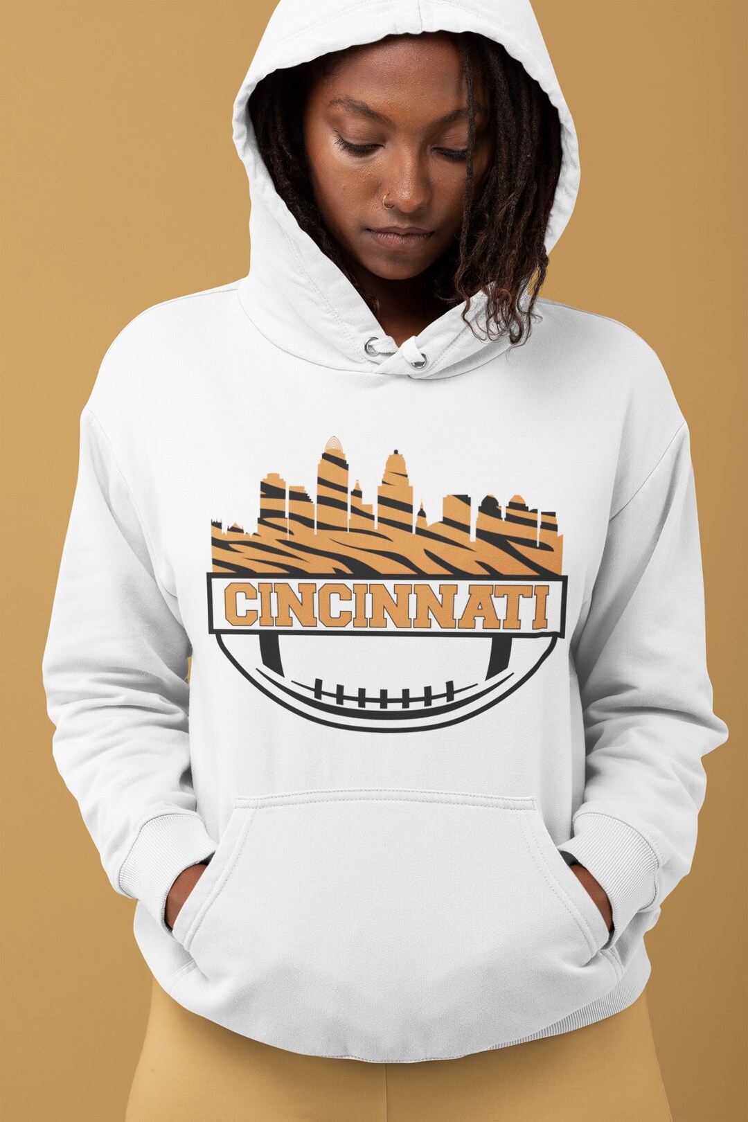 Cincinnati Football City Skyline Titers Mascot Black Orange Letters ...