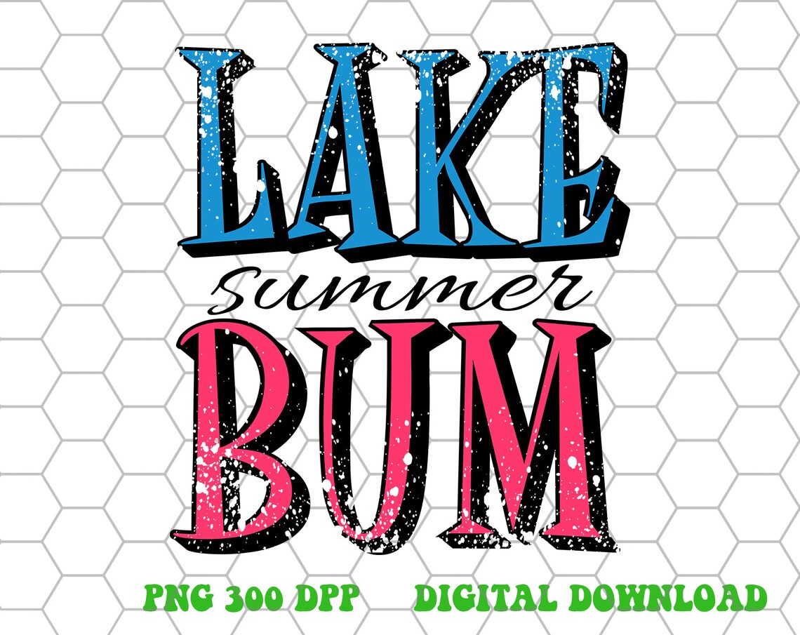 Lake Bum Summer Png, Summer Life Png, Retro Pink and Blue Colors ...