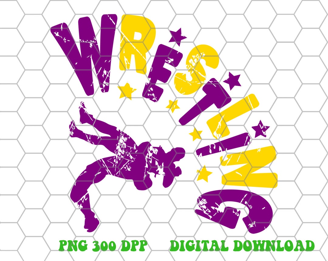 Men's Wrestling Png, Gold Purple Stars Letters Distressed Design Png ...
