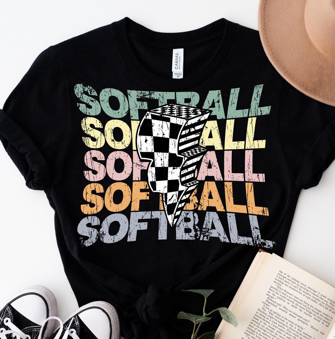 Checked Softball Png Checker Game Day Lightening Bolt Retro Pastel ...