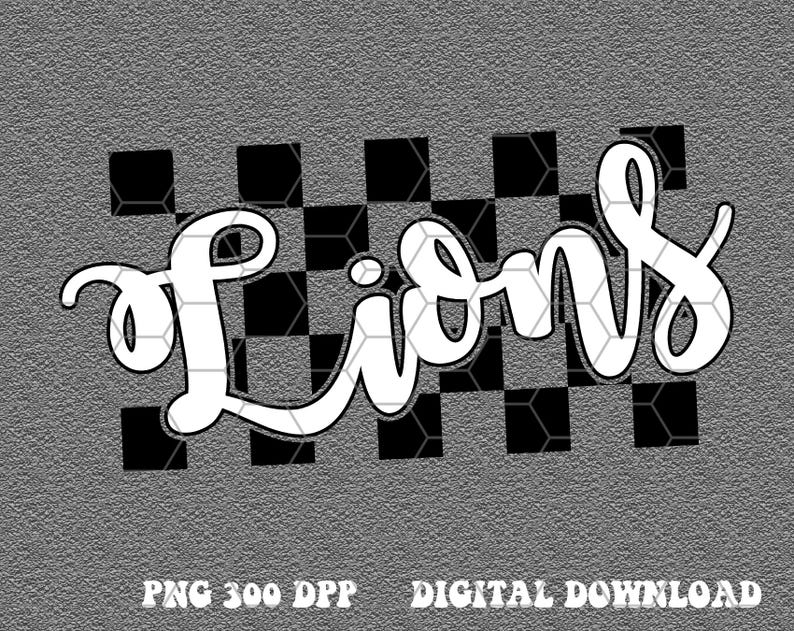 Checkered Lions Svg Png, Retro Vintage Lions Svg Png, Lions Trendy ...