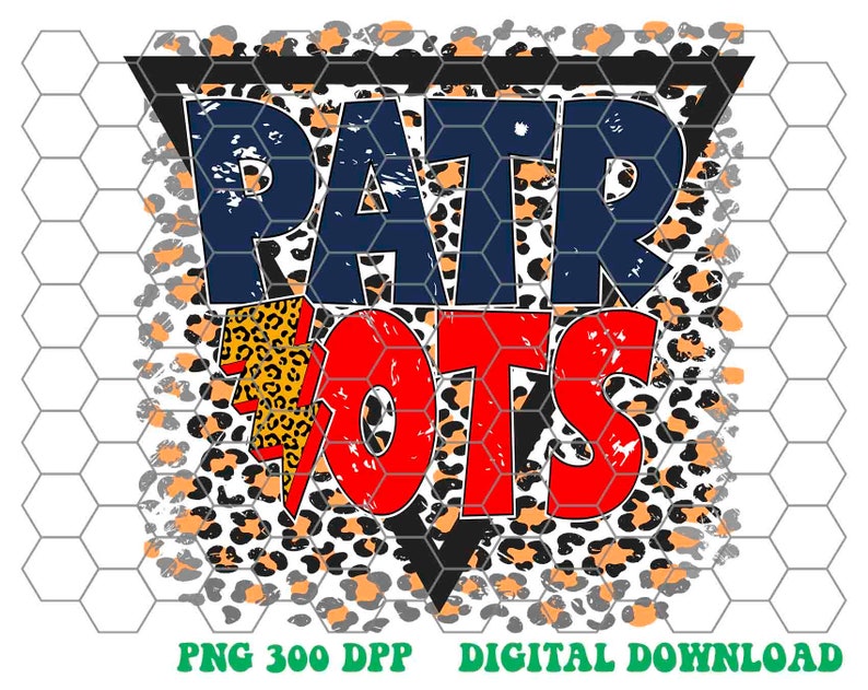 Patriots Png, Patriots Navy and Red Leopard Lightening Bolt Letters ...