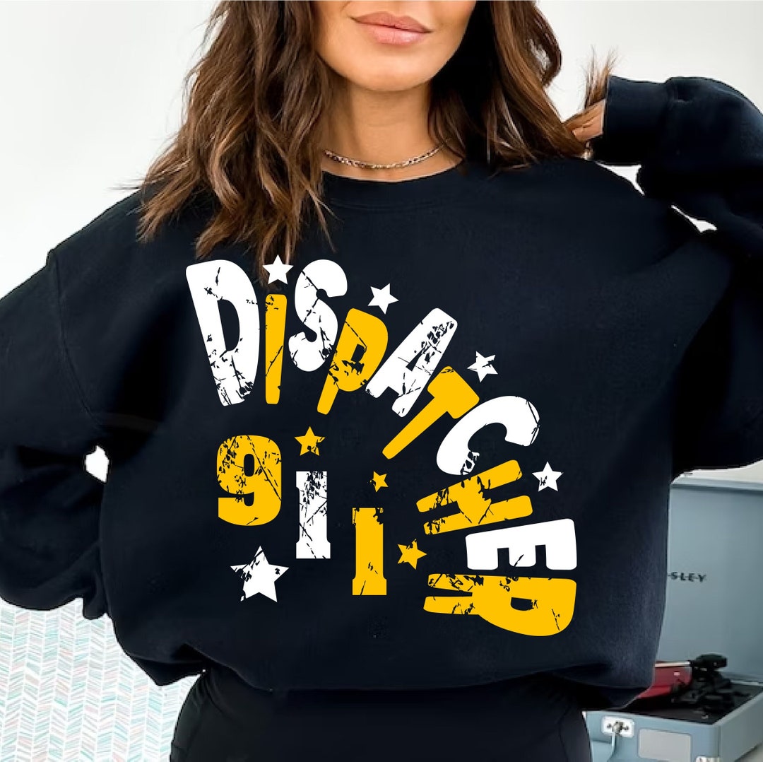 Dispatcher 911 Png Black White Yellow Stars Distressed Vintage Letters ...