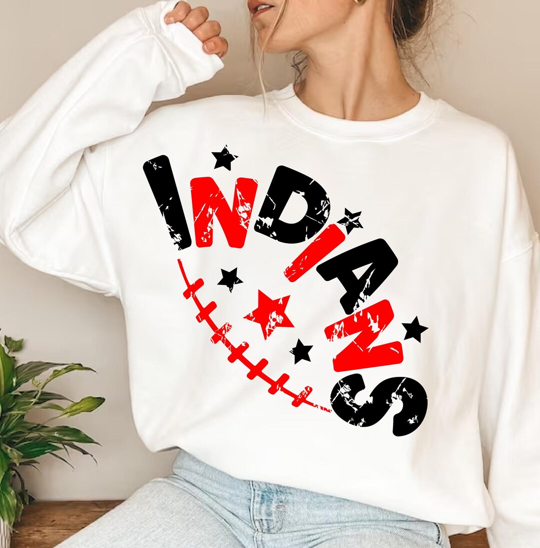 Indians Png Retro Indians Football Seam Black Red Distressed Vintage ...