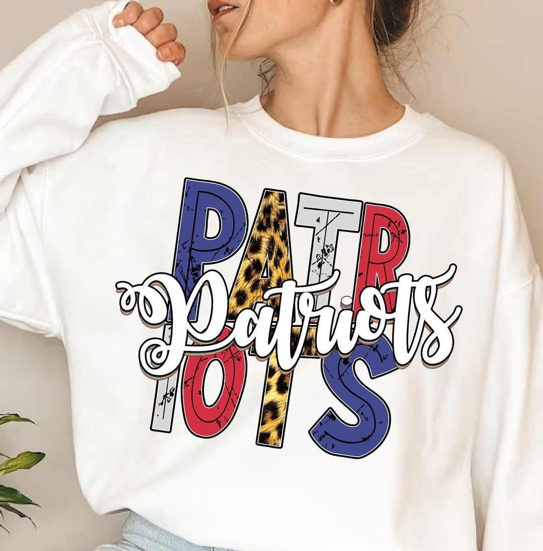 Patriots Mascot Png, Patriots Retro Blue Red White Leopart Cheetah ...