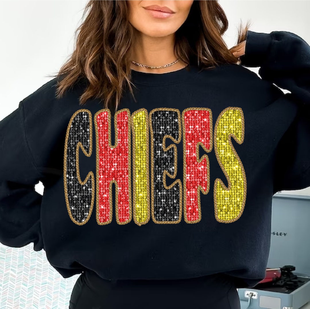 Chiefs Png, Faus Sequins Embroidered Letters Chiefs Different Colors ...
