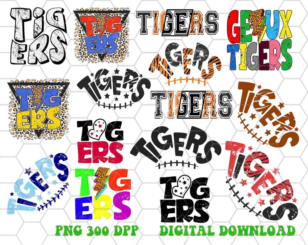 Tigers Mascot Png, 15 Designs Retro Tigers Colorful Distressed Vintage ...