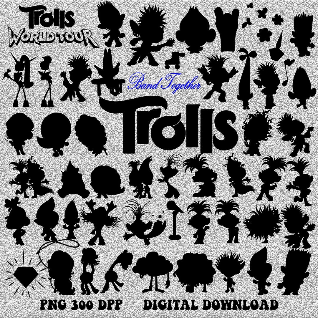 Bundle Designs of Trolls Silhouette Clipart Svg Png 300 Dpi Quality ...
