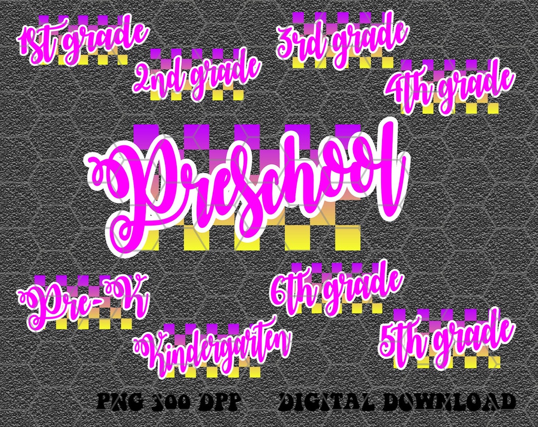 Checkered Rainbow School Grade Png Bundle Welcome Back to School Png ...