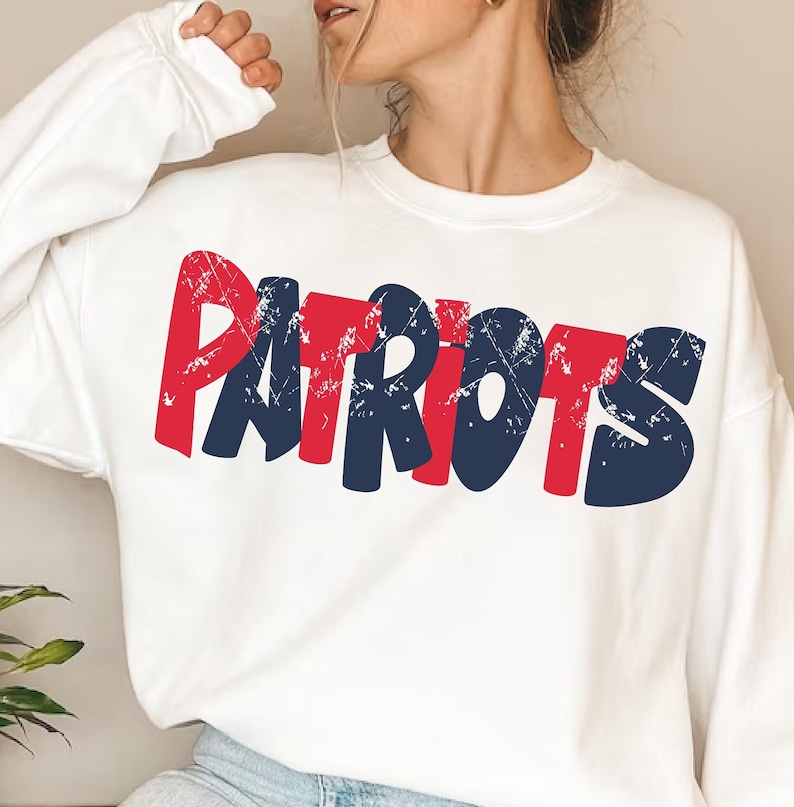 Patriots Png, FTBLL Patriots Navy Red Distressed Letters Design Png - Etsy