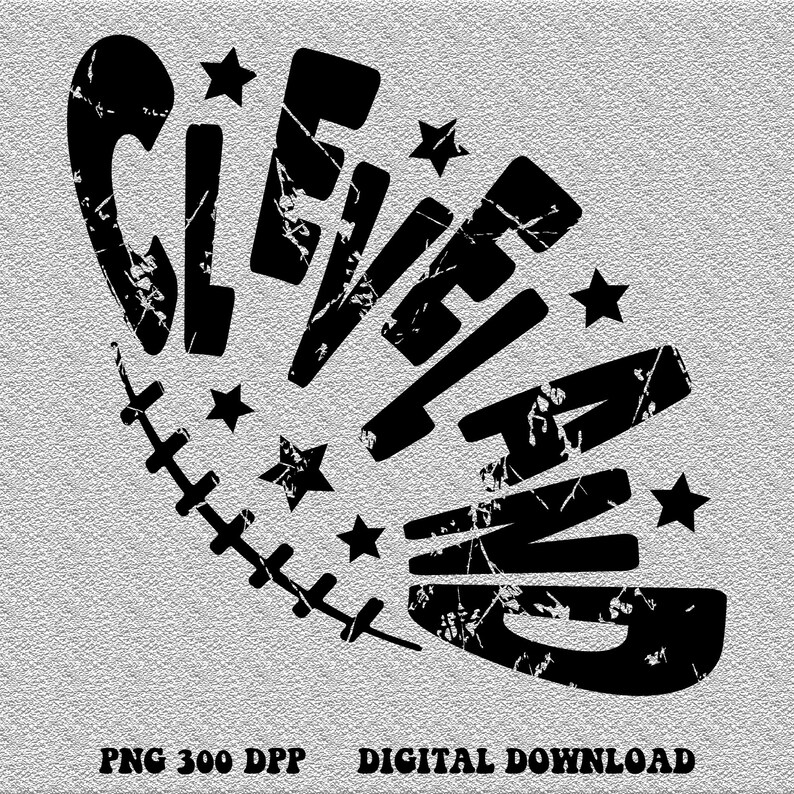 Cleveland Png, Cleveland Black and White Designs Stars Ball Seam ...