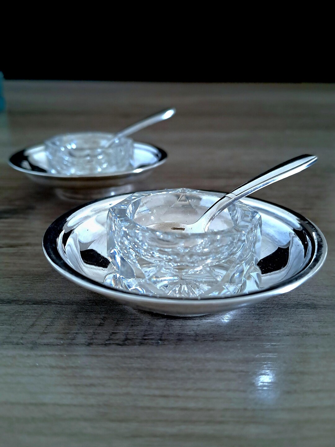 Vintage Salt Dish, Set of Two by Christofle Paris and Baccarat Crystal ...
