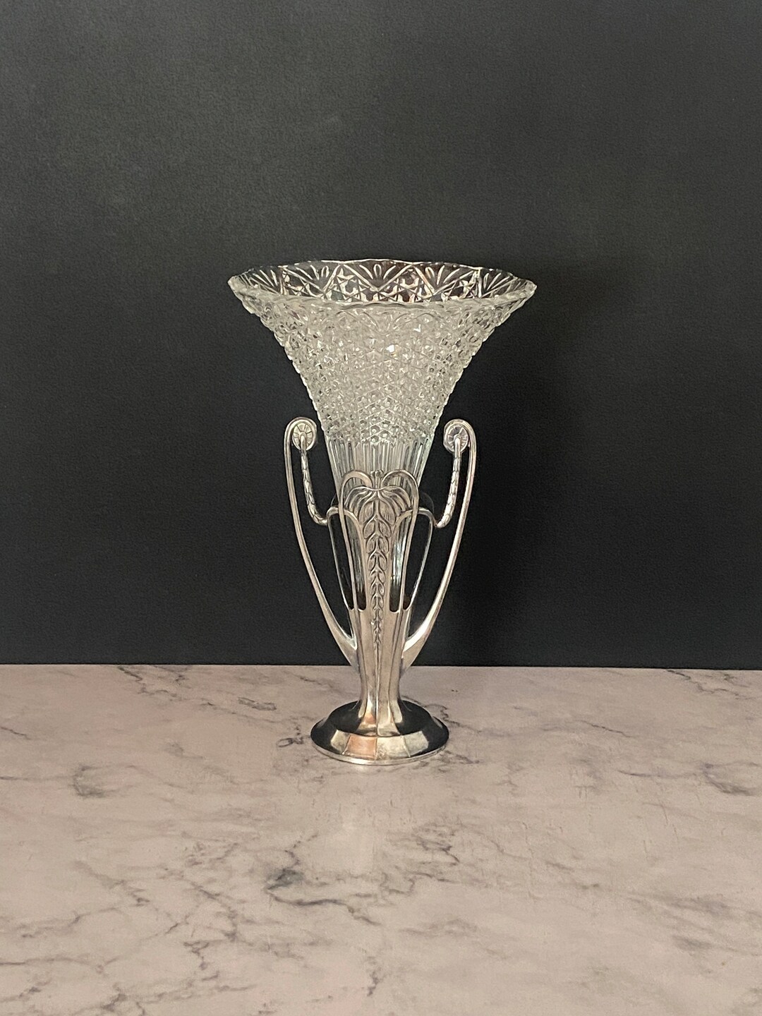 WMF Vase Two Piece Cut Crystal and Purposely Oxidised Silver - Etsy