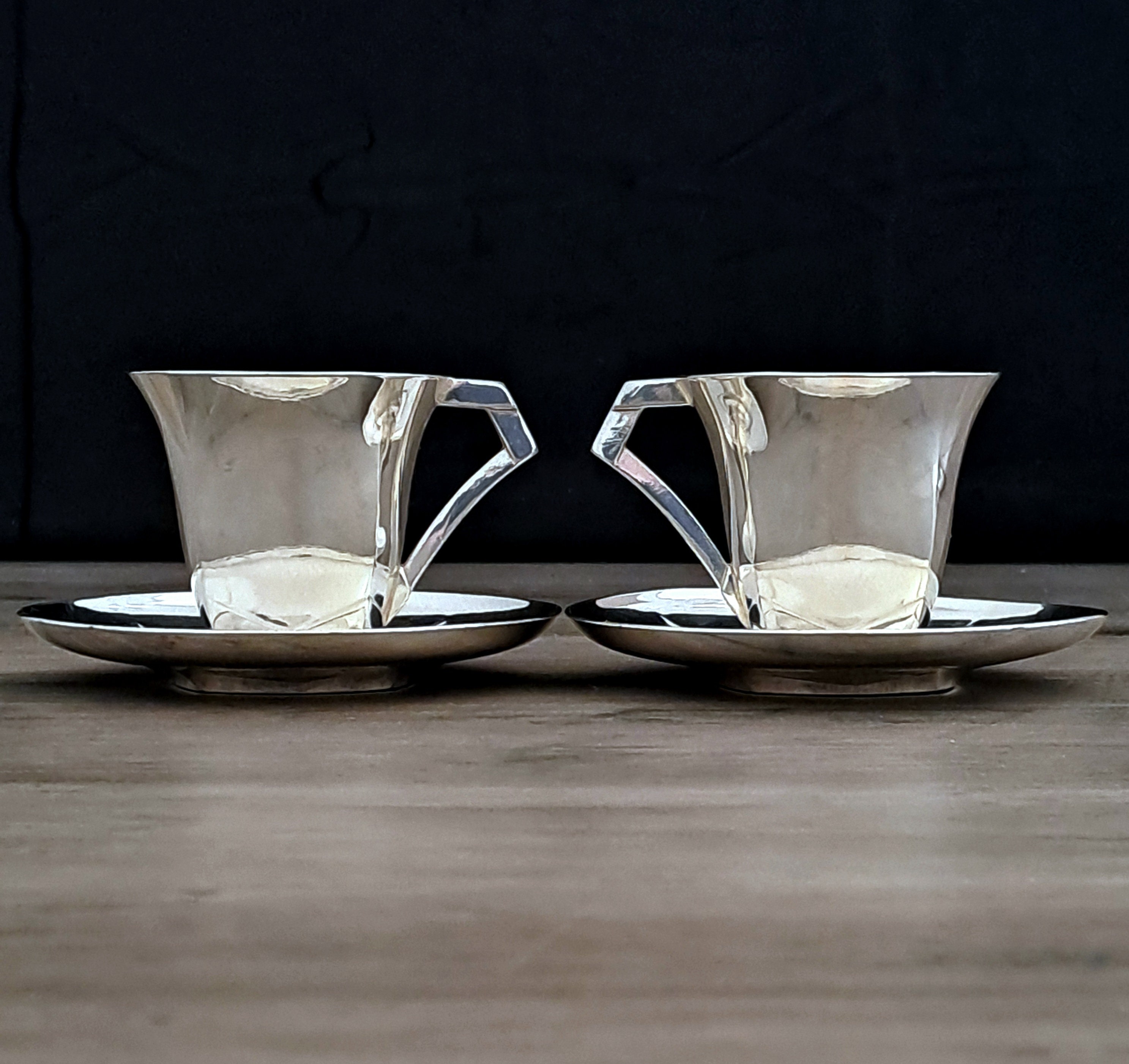 Christofle Paris Suë & Mare Coffee Cups, Set of Two Early Century Art ...