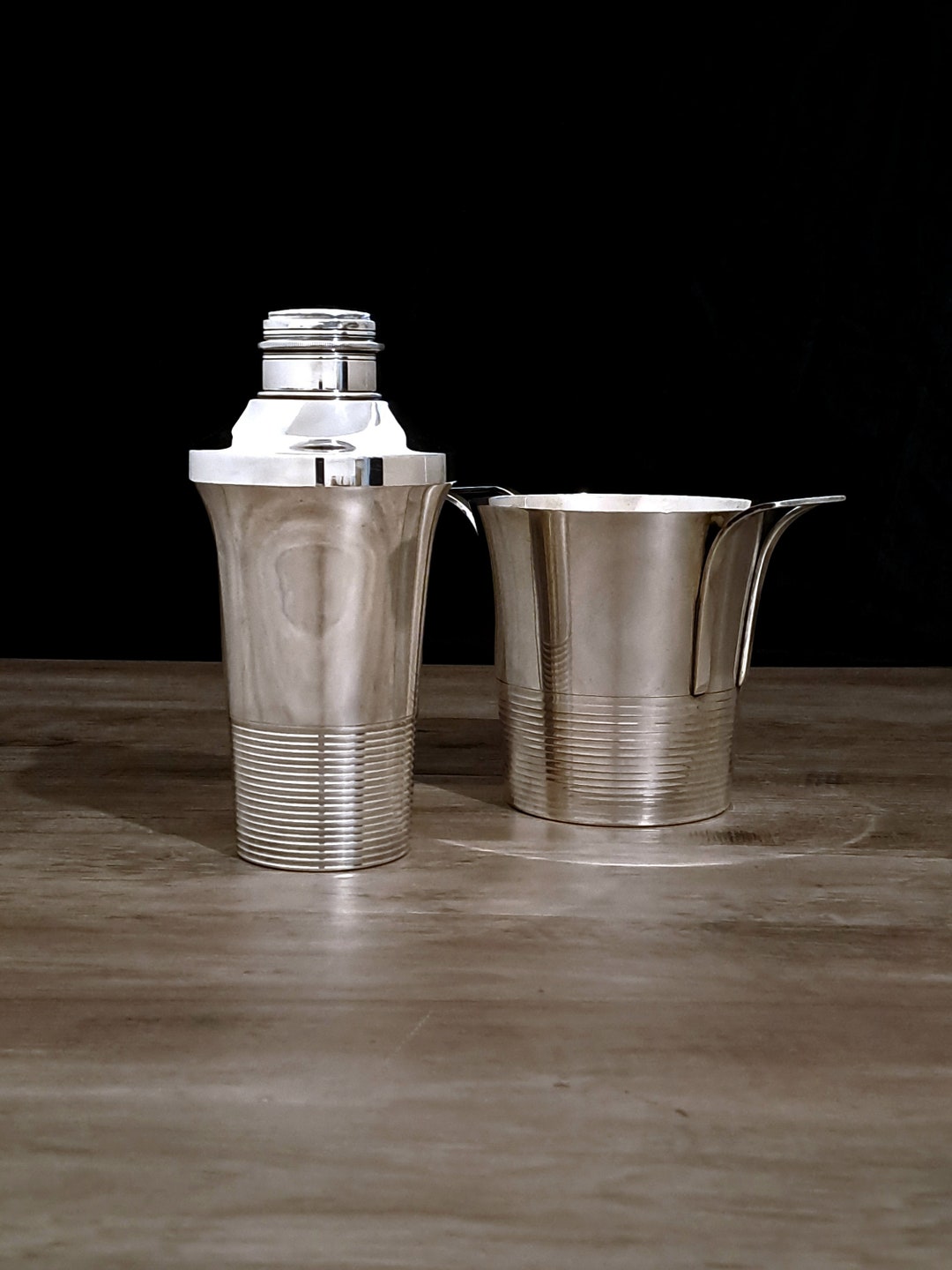 Deschamps Frères Art Deco Cocktail Shaker and Ice Cube Bucket Early ...