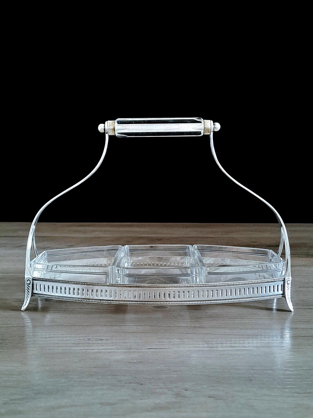 Antique WMF Art Nouveau Silver-plated Presenter With Three Cut Glass ...