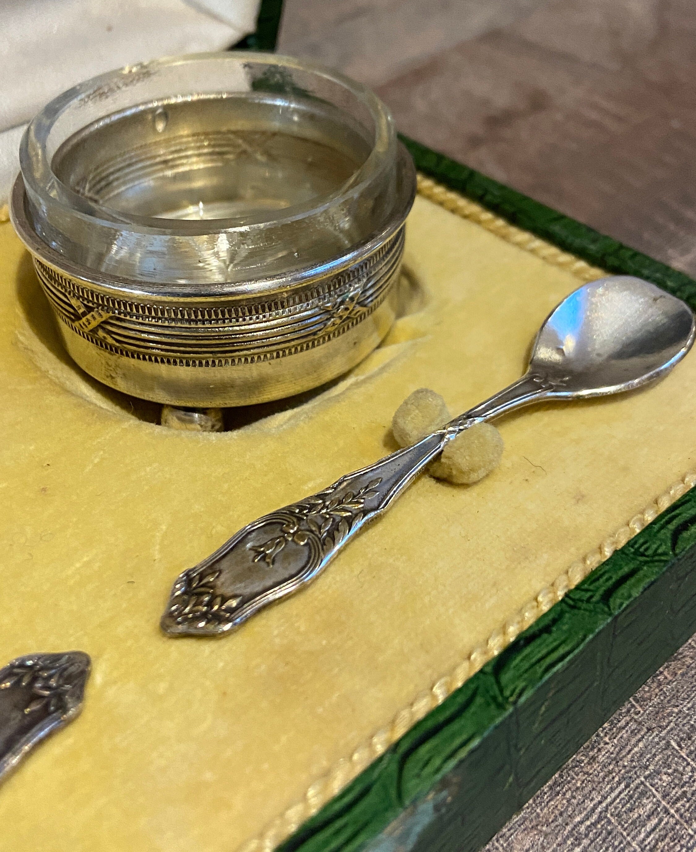 French Vintage Salt Dishes, Set of Two, Early Century Rubans Design ...