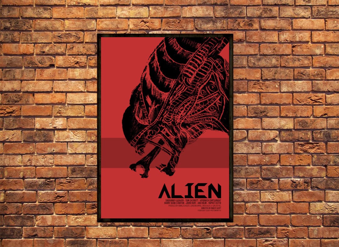 Alien Artwork Xenomorph Red Minimal Decor Cover Pos Ter Sws - Etsy