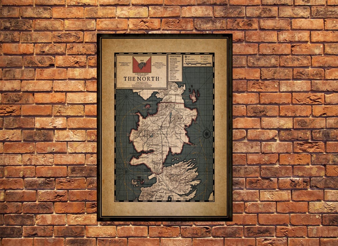 Game of Thrones Old Map of the North Winterfell Castle Black - Etsy