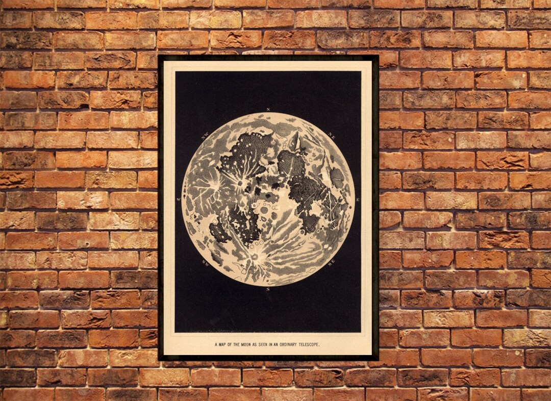 Map of the Moon Retro Design Space Cosmonaut Astronaut Planet - Etsy