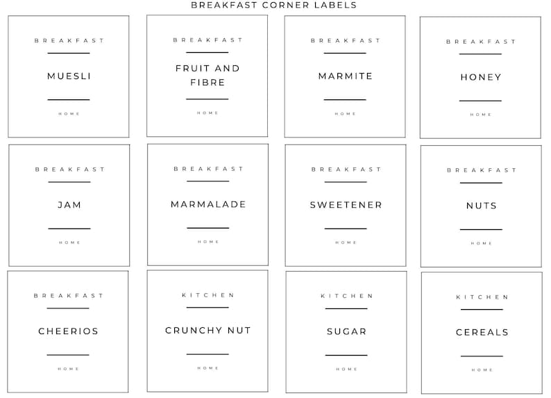 Breakfast Cereal Printable Labels A4 Size Ready to Print - Etsy UK