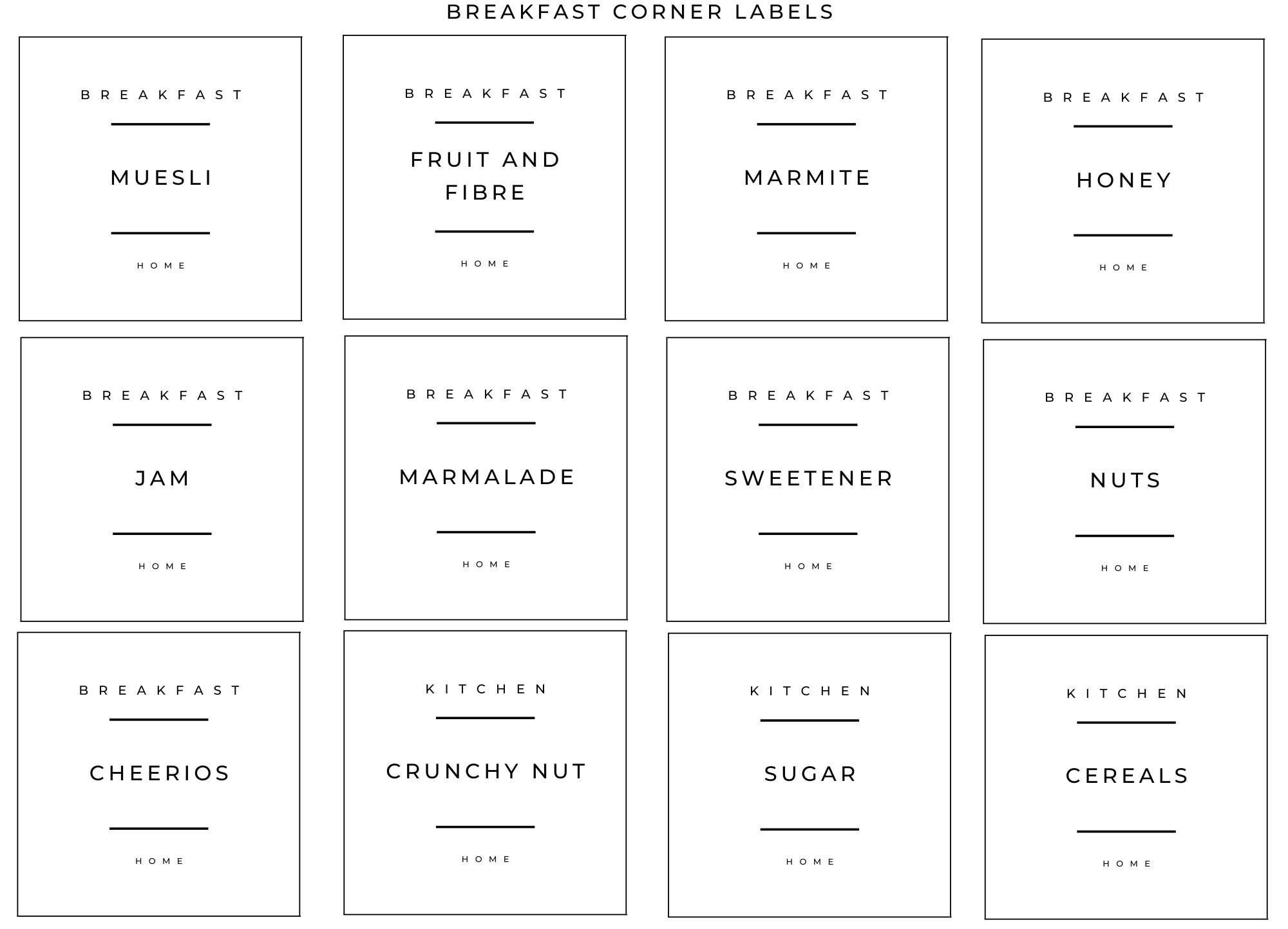 Breakfast Cereal Printable Labels A4 Size Ready to Print - Etsy UK