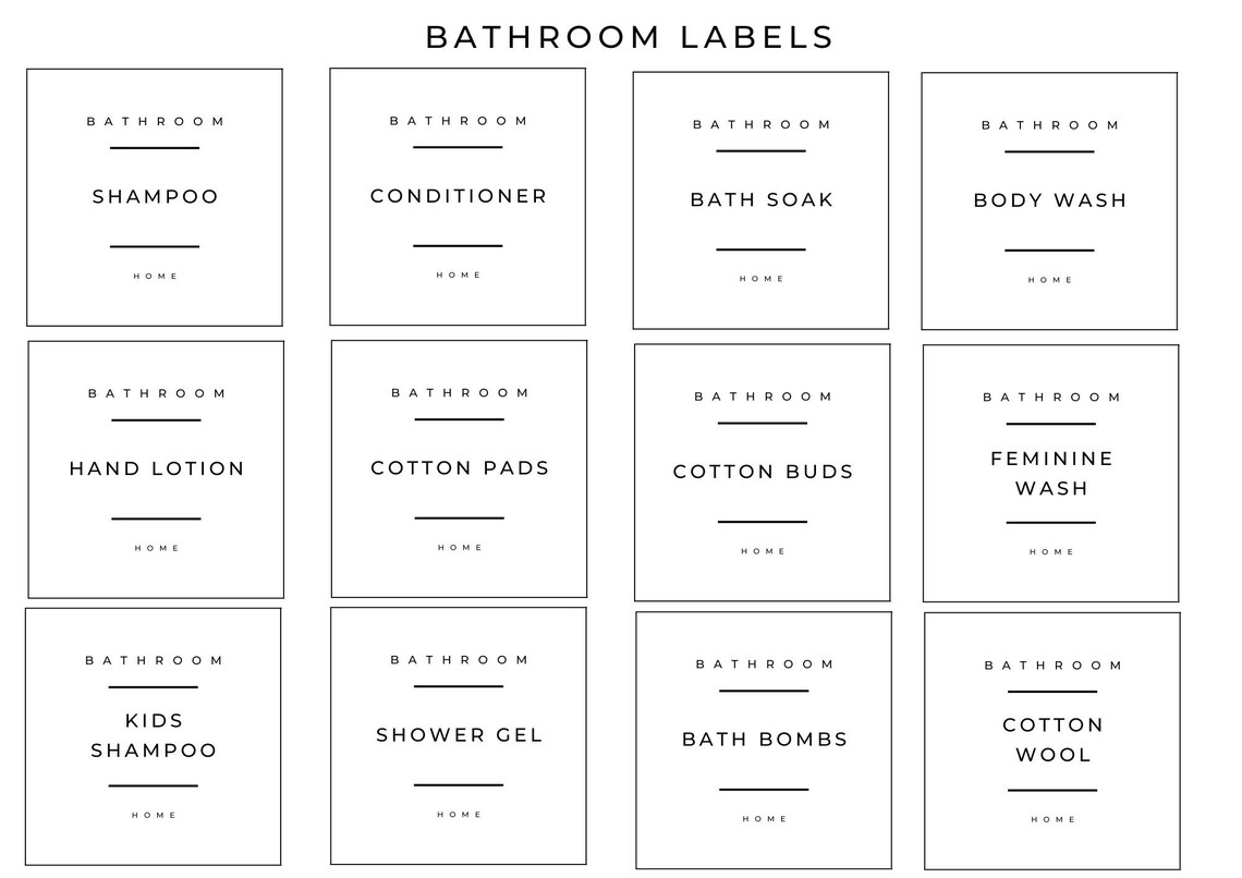 Bathroom Labels Printable A4 Size Ready to Print - Etsy