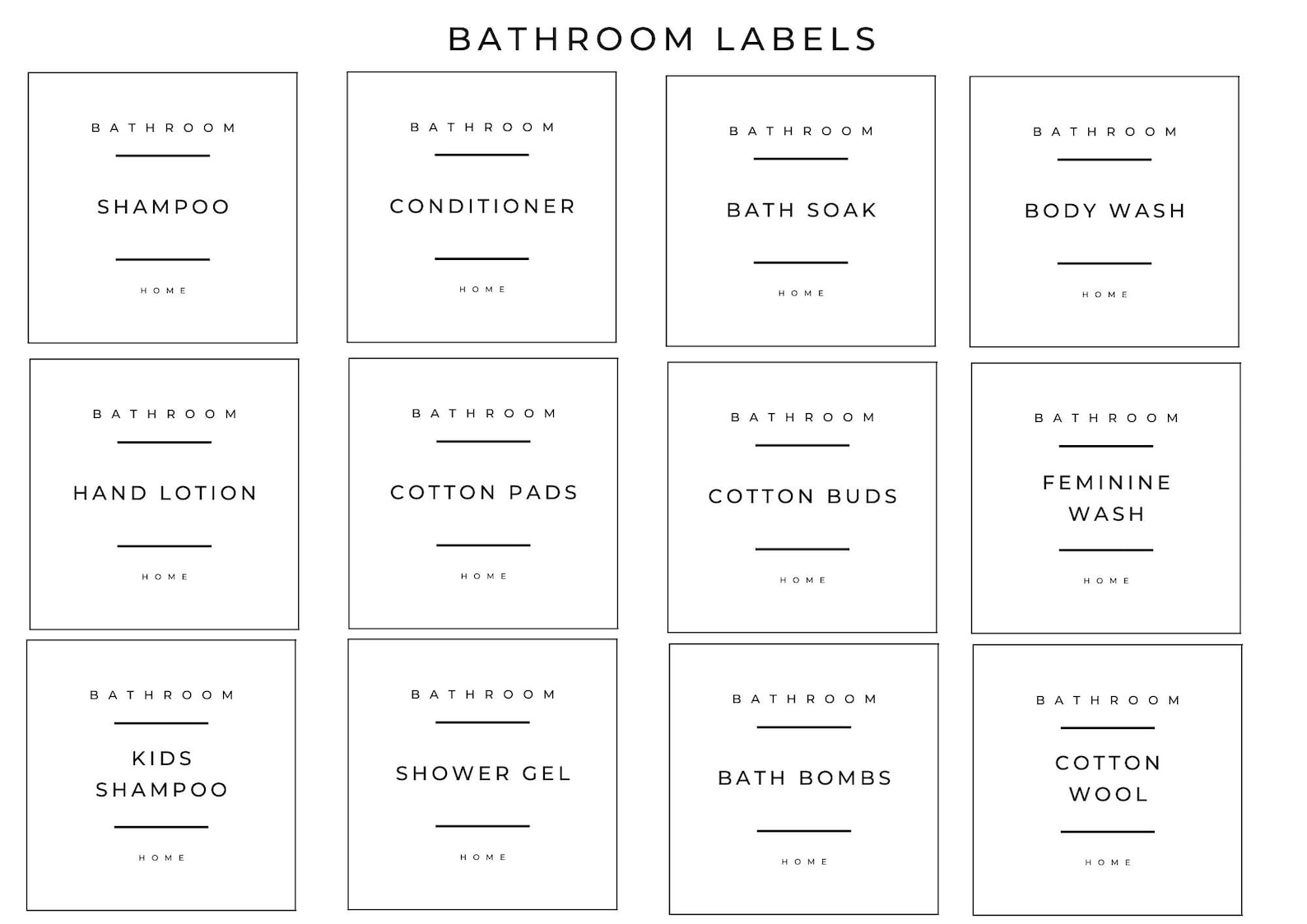 Bathroom Labels Printable A4 Size Ready to Print - Etsy