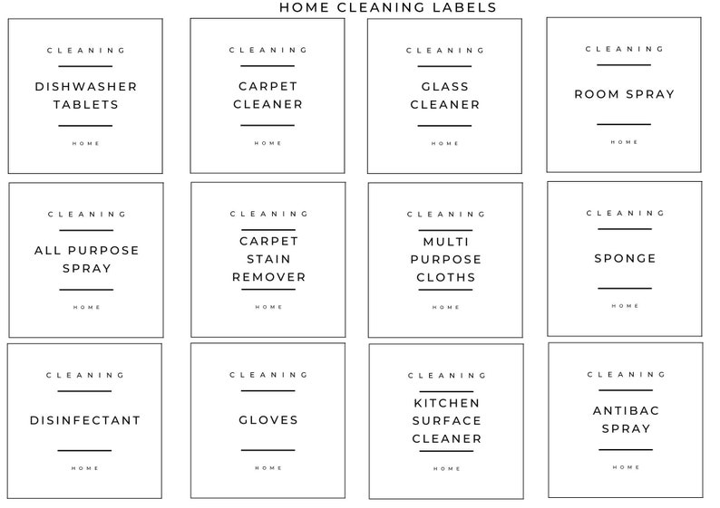 HOUSEHOLD CLEANING Printable Labels - Etsy