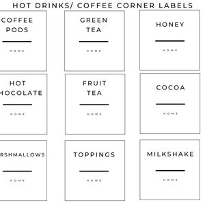 Coffee Corner Printable Labels Hot Drinks Ready to Print Labels A4 Size ...