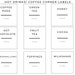 Coffee Corner Printable Labels Hot Drinks Ready to Print Labels A4 Size ...