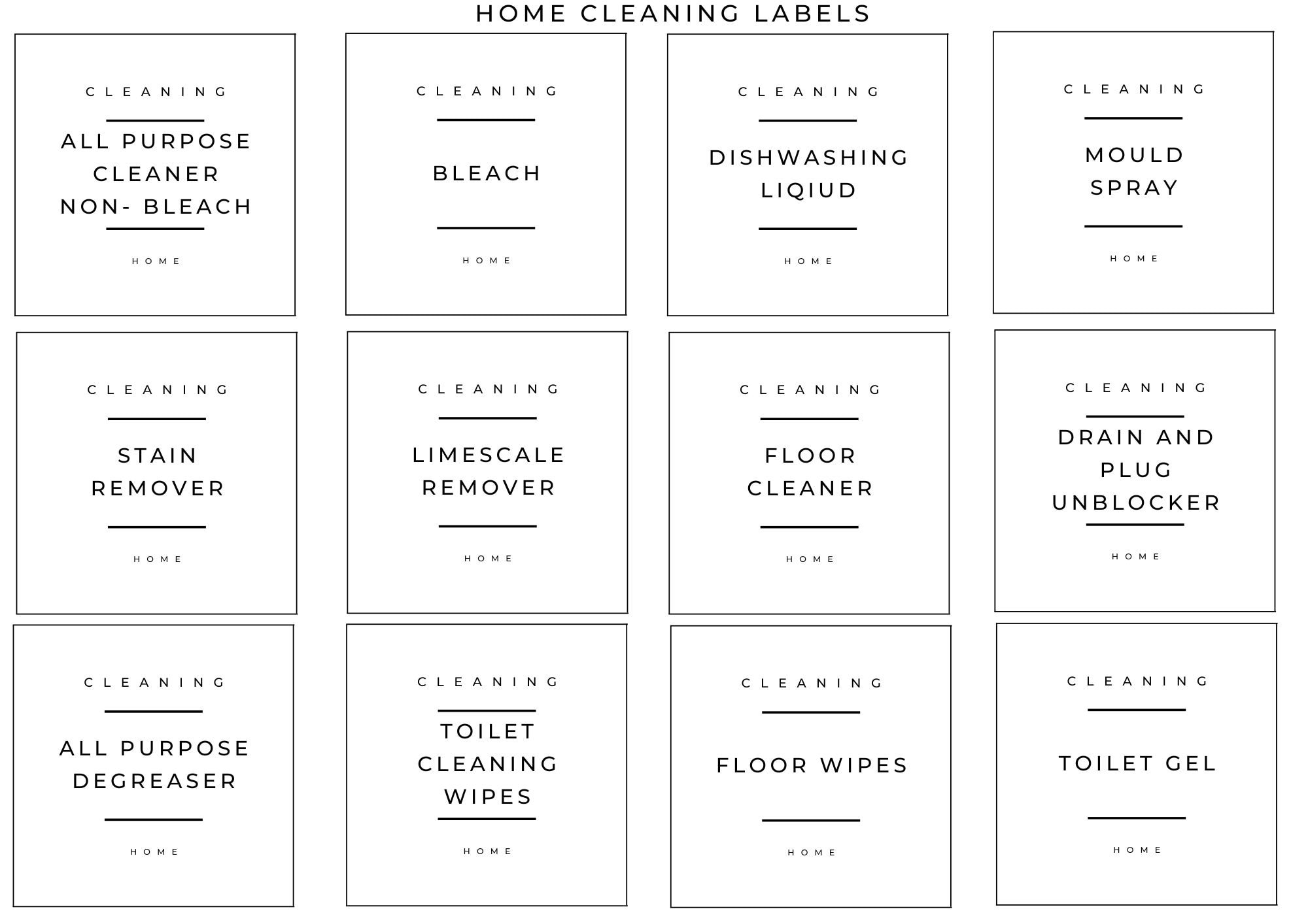HOUSEHOLD CLEANING Printable Labels - Etsy