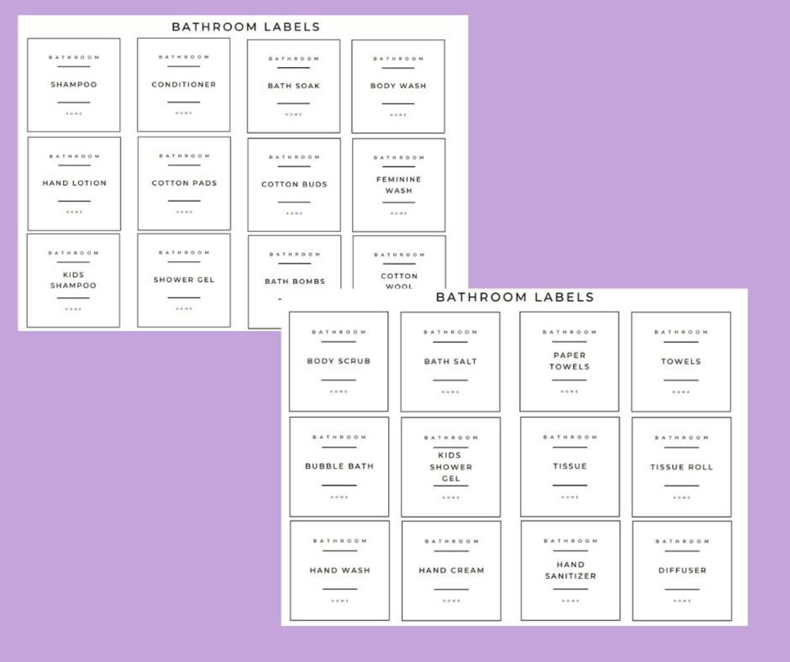 Bathroom Labels Printable A4 Size Ready to Print - Etsy